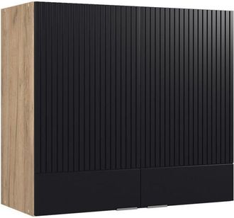 Vicco Meuble de cuisine haut vitr&eacute; Fame-Line, Noir ray&eacute;, 80 cm, Vicco