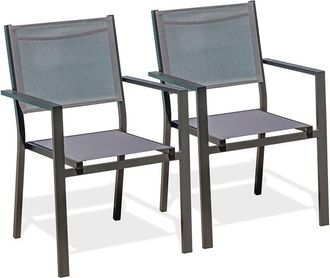 DCB Garden Dcb Garden - tolede - Lot de 2 fauteuils de jardin en alu toile plastifi&eacute;ee