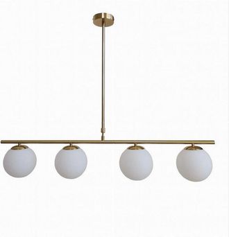 Trade Shop Trade Shop - goldene pendelleuchte mit 4 weissen glaskugeln G9-ANSCHLUSS 33917