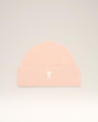 Ami Bonnet Rose Ami De Coeur En Alpaga Rayé Poudre & ecru - TU - Unisex
