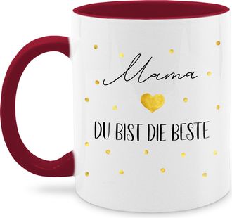 Shirtracer Tasse Tassen 325ml - Muttertagsgeschenke Mama du bist die Beste Geschenk Mutter Geburtstagsgeschenk f&uuml;r Mami I - 325 ml - Bordeauxrot - muttertagstass