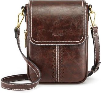 S-Zone Petit sac à bandoulière en cuir végétalien pour femme, porte-monnaie tendance pour téléphone portable, portefeuille pour femme avec sangle réglable et