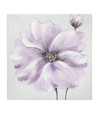 Atmosphera Atmosphera - Bemalte Leinwand Blumen gerahmt 48 &times; 48 cm - Violett