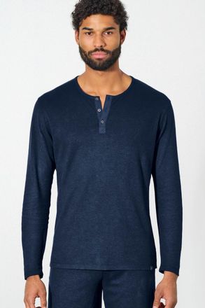 Hempage Hempage Herren vegan Longsleeve Henley Brushed Navy