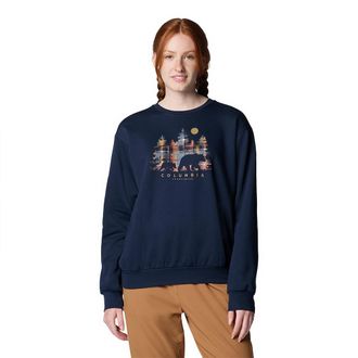 Columbia Damen Hart Mountain Crew 3 Sweatshirt mit Rundhalsausschnitt, Collegiate Navy/Treehome Plaid, XS