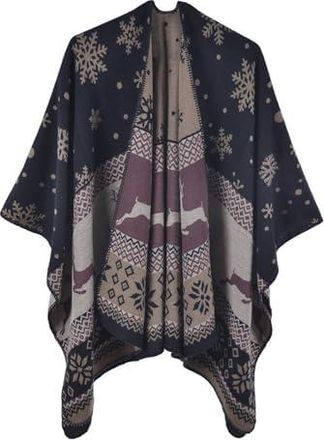 Generic Poncho Femme Hiver Chaud Chale Femme Hiver Chaud Cape Femme Effet enveloppant Poncho Tricot&eacute; Ouvert Devant Style Confort Maison Et Ville