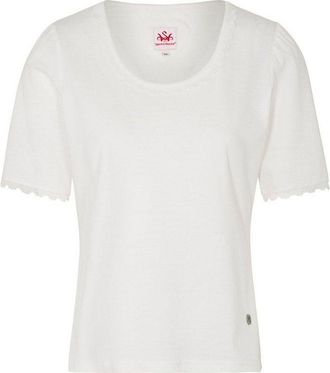 Spieth & Wensky Kurzarmshirt Trachtenbluse Wallgau mit Spitzenbesatz (1-tlg) Kurzarmbluse