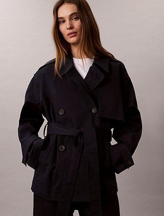Calvin Klein Trench court en serg&eacute; de coton