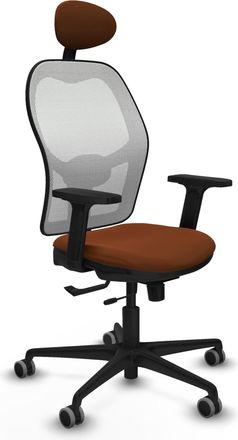 Piqueras y Crespo Brauner Schreibtischstuhl Jorquera mit 2D-Armen, h&ouml;henverstellbarer Lendenwirbelst&uuml;tze und festem Kopfteil, ausgestattet mit Syncro/Traslack und injiz