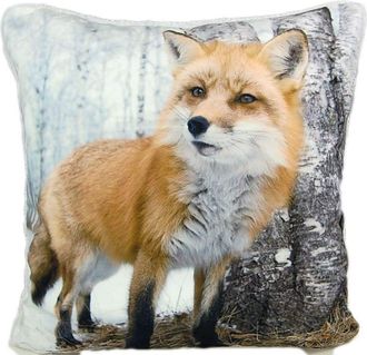 Hossner Plüschkissen 40 x 40 cm Fuchs Weihnachten Winter Kissenhülle Kissenbezug Fuchs