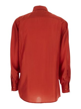Momoni Womens Shirt Classic Collar Orange Silk Blouses