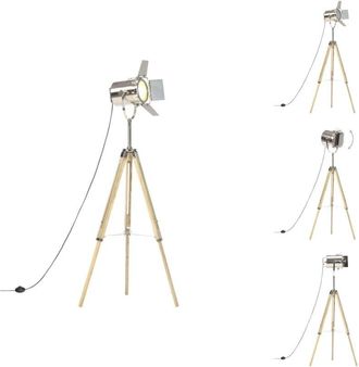 vidaXL Stehleuchte Dreibein Massivholz Mango 140 cm - Stehlampe - Vintage Lampe - Holzhilfe - Wohnzimmer Dekoration - Industrielampen