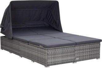 vidaXL Vidaxl - Transat &agrave; 2 places avec coussin R&eacute;sine tress&eacute;e Gris