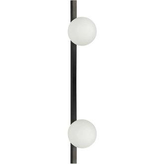 Beliani Lampe Applique Murale avec 2 Lumi&egrave;re en M&eacute;tal et Verre Noir Tige Unique Isabella