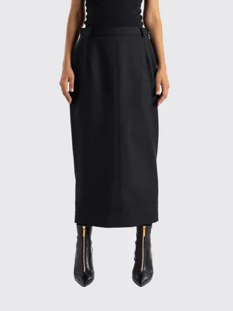 Thom Browne Jupe crayon midi en laine &agrave; taille haute avec fente arri&egrave;re
