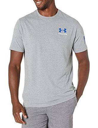 Under Armour New Freedom Banner T-Shirt Chemise, Steel Light Heather (035) / Royal, M Hommes