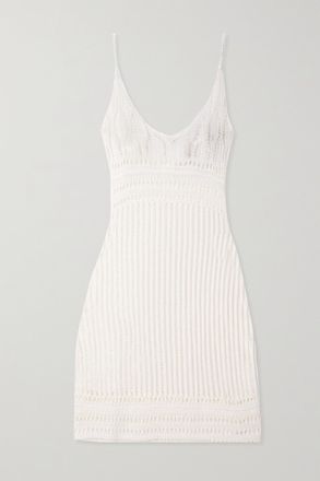 Loewe + Paulas Ibiza Minikleid Aus H&auml;kelstrick - Wollwei&szlig;