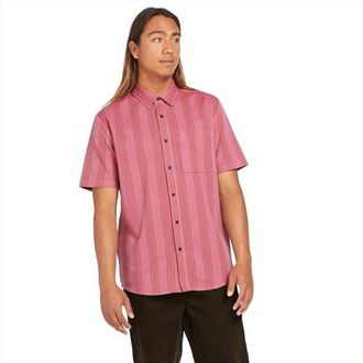 Volcom Newbar Chemise boutonn&eacute;e &agrave; Manches Courtes pour Homme, Rubis d&eacute;lav&eacute;, Taille L, Rubis d&eacute;lav&eacute;, L