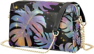 Mnsruu Sacs à bandoulière en cuir pour femme, motif feuilles de palmier platine, sac à main