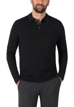 Timezone Herren Tonal Stripe Longsleeve Polo Polohemd, Washed Black, M