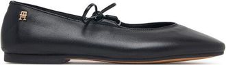 Tommy Hilfiger Ballerinas Lace-Up Leather Ballerina FW0FW09542 Schwarz