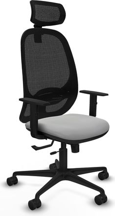 Piqueras y Crespo Gepolsterter B&uuml;rostuhl mit 1D-Armen, h&ouml;henverstellbare Lendenwirbelst&uuml;tze und Kopfteil, h&ouml;henverstellbar und neigbar, Schwarz/Hellgrau