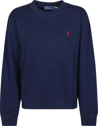 Polo Ralph Lauren Femme, Sweatshirts et sweats &agrave; capuche, Bleu, Taille: 36 FR Felpa Girocollo Garzata