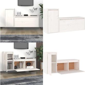vidaXL Vidaxl - TV-Schr&auml;nke 2 Stk. Wei&szlig; Massivholz Kiefer - TV-Schrank - H&auml;ngeschrank - Wohnwand - Regal - Fernsehregal - Home & Living