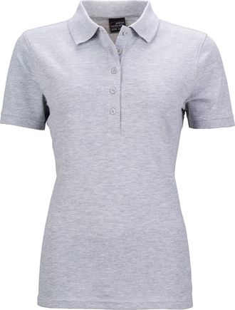 James & Nicholson Damen Ladies Elastic Polo Piqu&eacute; Poloshirt, Grau (Grey-Heather), 38 (Herstellergr&ouml;&szlig;e: L)