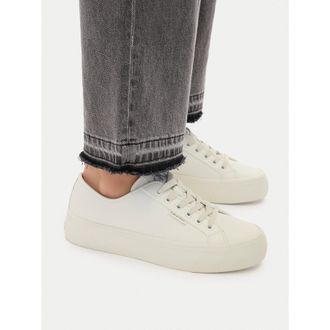 Calvin Klein Sneakers Calvin Klein Vulc Flatf Lace Up Lth YW0YW01932 Wei&szlig;