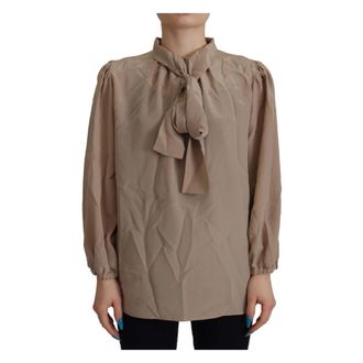 Dolce & Gabbana Braune Seidenbluse mit Ascot-Kragen - - Blouses & Shirts - Damen - Braun - M