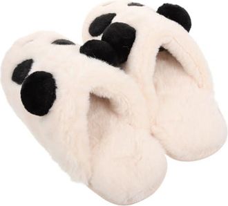 BESTONZON ROMISBABA Pantoufles Duveteuses pour Femmes en Peluche Douce Taille 25 CM Motif Panda Mignon Pantoufles dInt&eacute;rieur Chauds et Confortables pour LAutomn