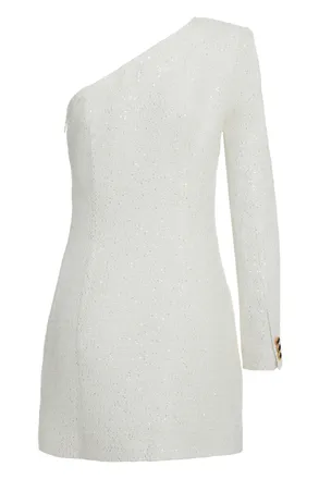 Alessandra Rich Womens Mini Knitted Dress With Decorative Buttons White Polyamide