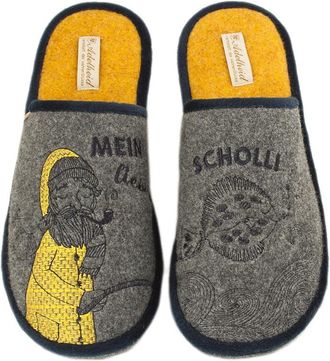 Adelheid Mein lieber Scholli Filzpantoffel Hausschuh - guter Fang - maritim - aufwendig bestickt - italienischer Wollfilz