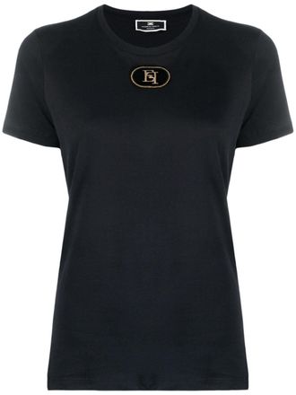 Elisabetta Franchi t-shirt &agrave; plaque logo - Noir