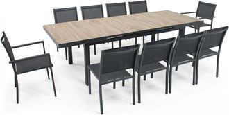 Oviala Table de jardin 8 chaises et 2 fauteuils en aluminium et c&eacute;ramique - Tivoli