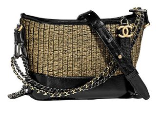 Chanel Black & Gold Tweed Small Gabrielle Hobo Bag