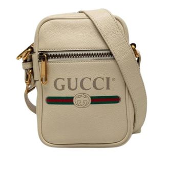 Gucci Pre-owned Umh&auml;ngetasche aus Leder mit Logo-Print - - Pre-owned - Damen - Beige - ONE SIZE
