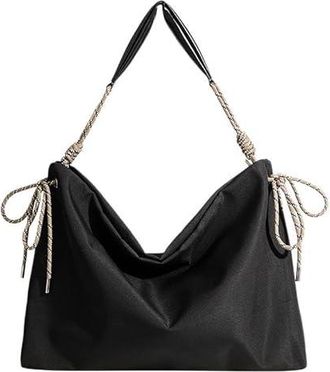 Generic Sac &agrave; bandouli&egrave;re 2025 en daim pour femme, sac fourre-tout boh&egrave;me avec poign&eacute;e sur le dessus, sac fourre-tout de voyage, b-noir, 20*13*7 cm