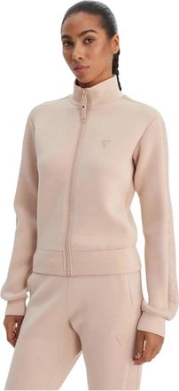 Guess Femme, Sweatshirts et sweats &agrave; capuche, Beige, Taille: 38 FR SweaT-shirt &agrave; col montant et fermeture &eacute;clair