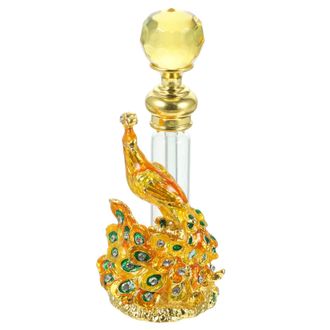 DOITOOL Nachf&uuml;llbare Vintage Parf&uuml;mflasche aus Glas mit Elegantem Metall-pfau-Design Dekorative Reise-flakon f&uuml;r &Auml;therische &Ouml;le und Duftproben Korrosionsbest&auml;