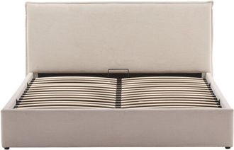 DRAWER Lit coffre en velours c&ocirc;tel&eacute; 160x200cm - Beige - Cama