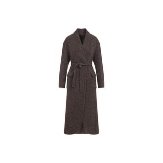 Brunello Cucinelli Langer- g&uuml;rtelgebundener Mantel aus Wollmischung - - Coats - Damen - Braun - S