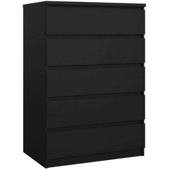 Dmora Kommode Georgette, Mehrzweckkommode, Schlafzimmerkommode, Schrank mit Schubladen, 77x50 h111 cm, Schwarz - Dmora