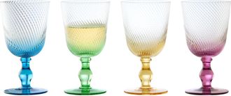 Anton Studio Designs Swirl Handgefertigte Weingl&auml;ser, perfekt f&uuml;r Rotwein, Wei&szlig;wein, Wasser oder Getr&auml;nke - 450 ml - Mehrfarbig - Set mit 4 eleganten Weingl&auml;sern