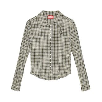 Diesel Femme, Blouses et Chemises, Multicolore, Taille: 34 FR Chemise &agrave; carreaux effet seersucker