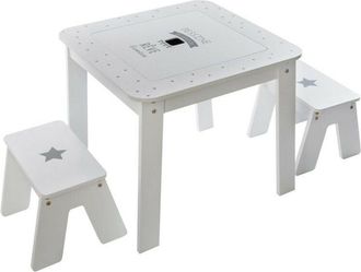 Atmosphera Atmosphera - Ensemble table + 2 tabourets enfant blanc gris Dream