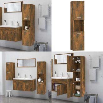 vidaXL Badezimmerschrank R&auml;uchereiche 30x30x130 cm Holzwerkstoff - Badezimmerm&ouml;bel - Badschrank - Holzwerkstoff M&ouml;bel - Spiegelschrank - Unterschrank - Home