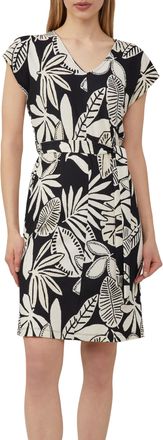 s.Oliver Strukturiertes Jerseykleid mit All-Over-Print und Gürtel