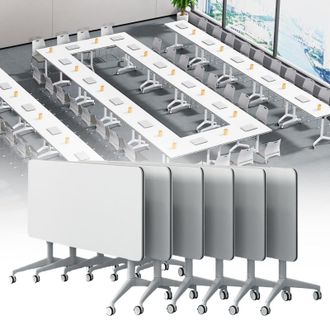 Generic Klappbarer Konferenztisch, tragbarer Klapptisch mit feststellbaren Rollen, klappbarer Tischplatte f&uuml;r einfache Aufbewahrung, ideal f&uuml;r B&uuml;ros, Schulung
